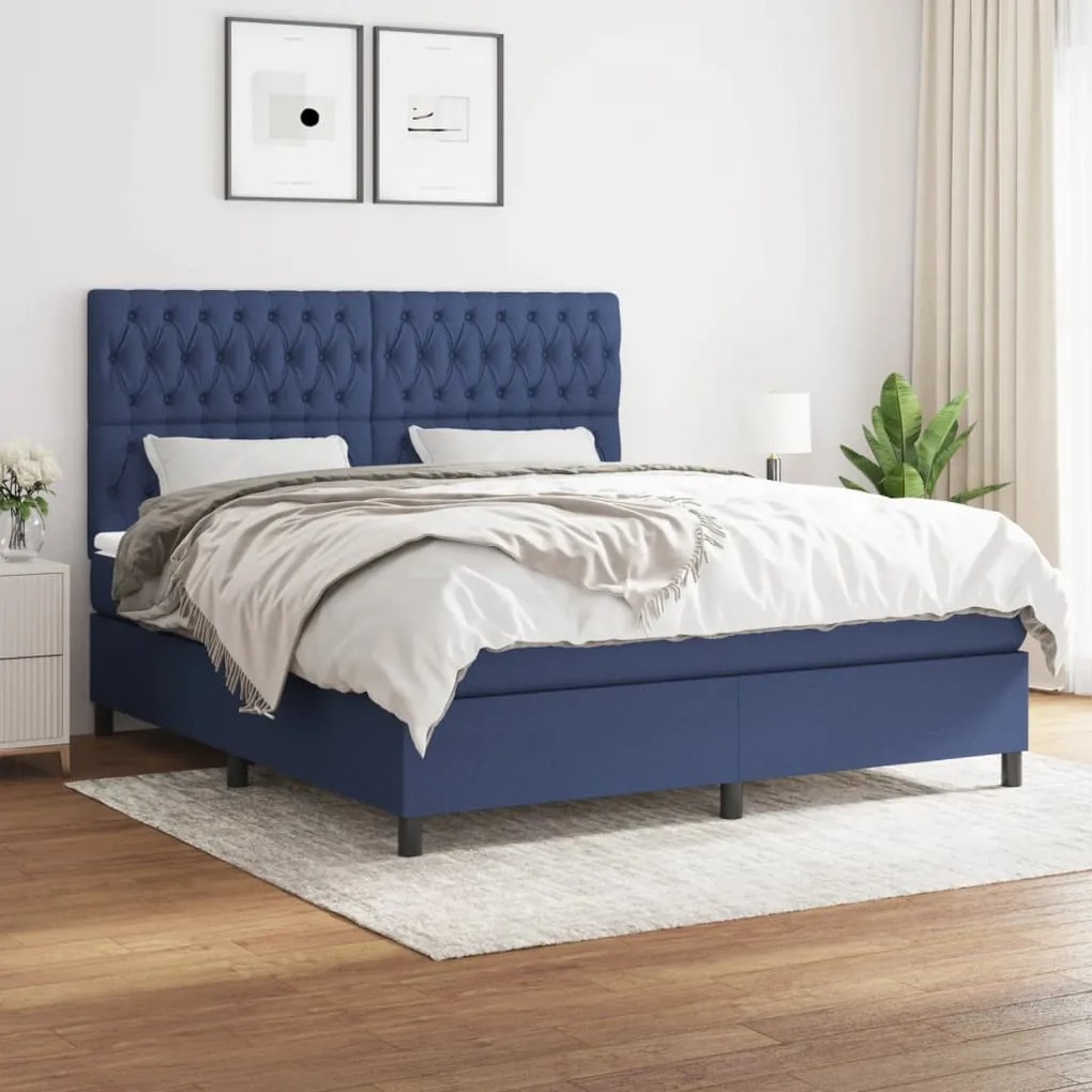 Box spring postel s matrací modrá 180x200 cm textil 3142039