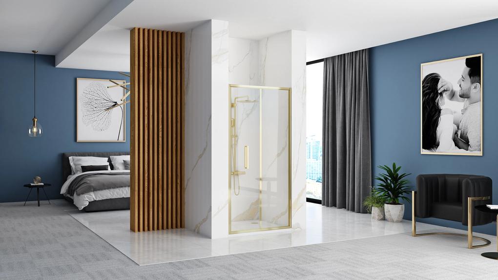Zalamovací sprchové dveře REA RAPID FOLD pro instalaci do niky 90 cm, zlaté