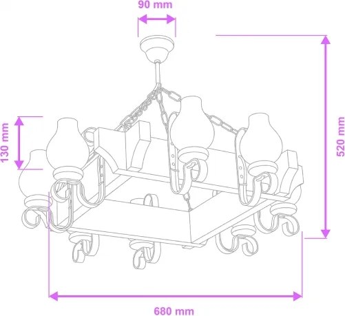 Brilagi - Lustr na řetězu QUEEN 8xE14/40W/230V buk/krémová