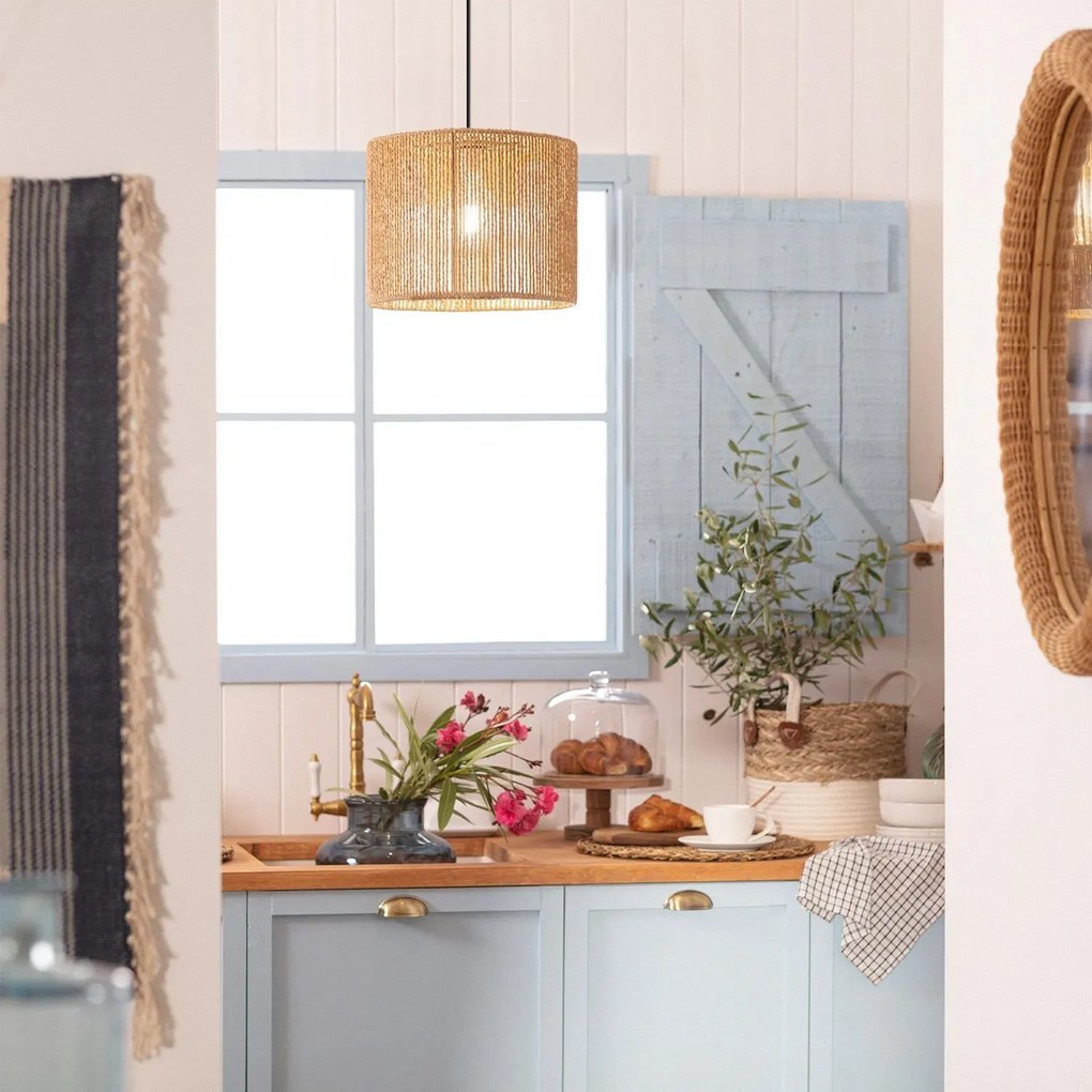 Toolight BOHO, stropní svítidlo o průměru 40cm 1xE27 APP1325-1CP, černá-hnědá, OSW-02412