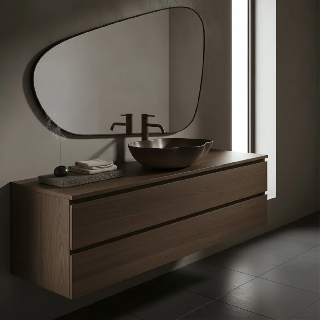 Rea Pearl, umyvadlo na desku 505x380x135 mm, béžová-hnědá-Ombre, REA-U0629