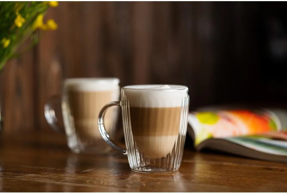 Skleněné hrnky v sadě 2 ks na cappuccino 250 ml Livio Duo – Vialli Design
