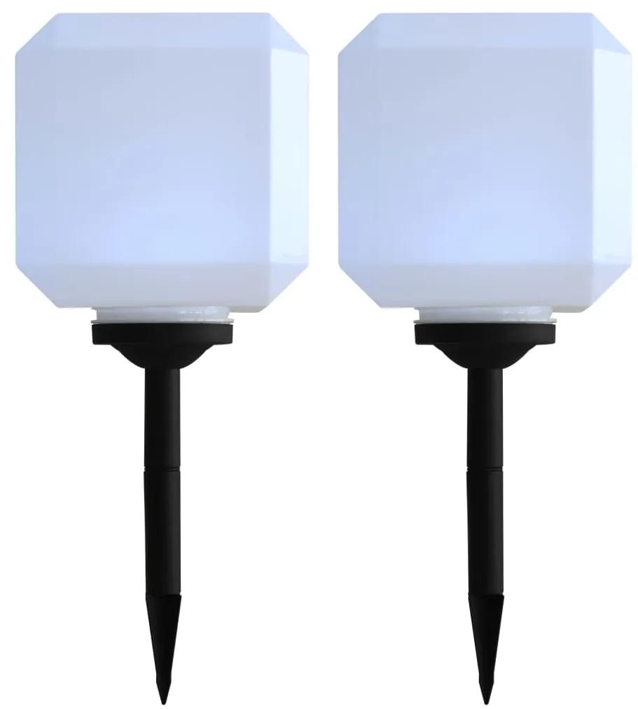 44463 vidaXL Zahradní solární lampy 2 ks LED krychlové 20 cm bílé