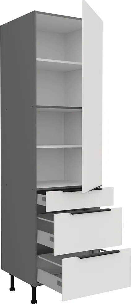 ARIA aw | vysoká skříňka 60 DKS-215 3S1F potravinová | UNI DVÍŘKA | 60 cm | PREMIUM BOX | antracit/bílá