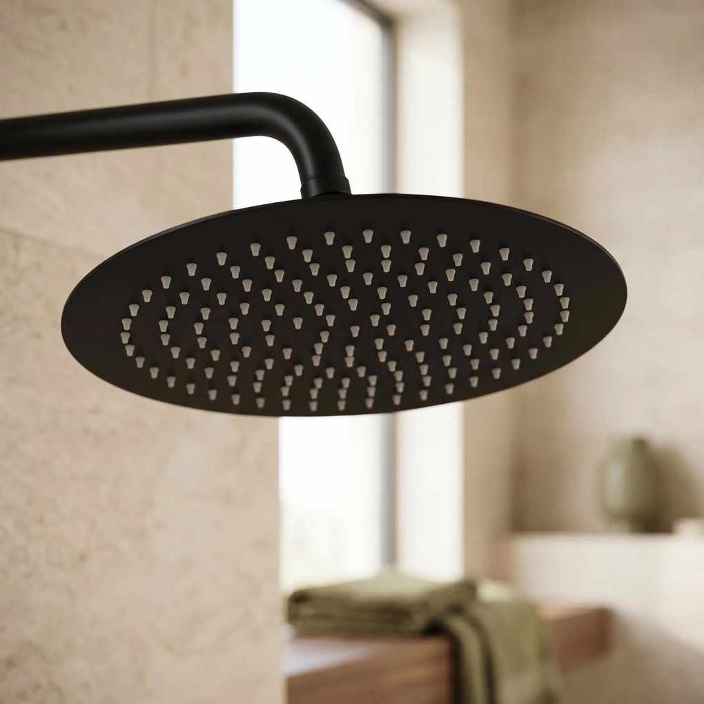 Rea Rea, kulatá dešťová sprchová hlavice 25cm, JS-P014B, černá matná, REA-P8601