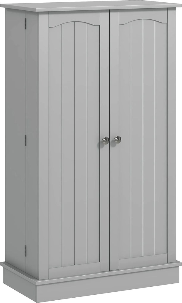 HOMCOM Moderní Kuchyňská Skříňka s Úložným Prostorem, Regály a 12 Kořenkami, Spíž pro Jídelnu a Obývací Pokoj, 60 x 30 x 104 cm, Šedá