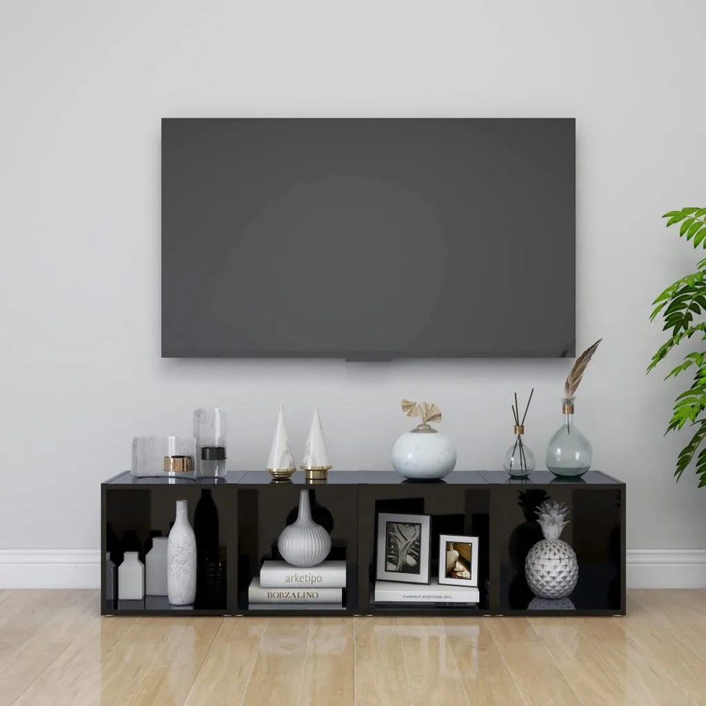 805521 vidaXL TV stolky 4 ks černé s vysokým leskem 37x35x37 cm dřevotříska