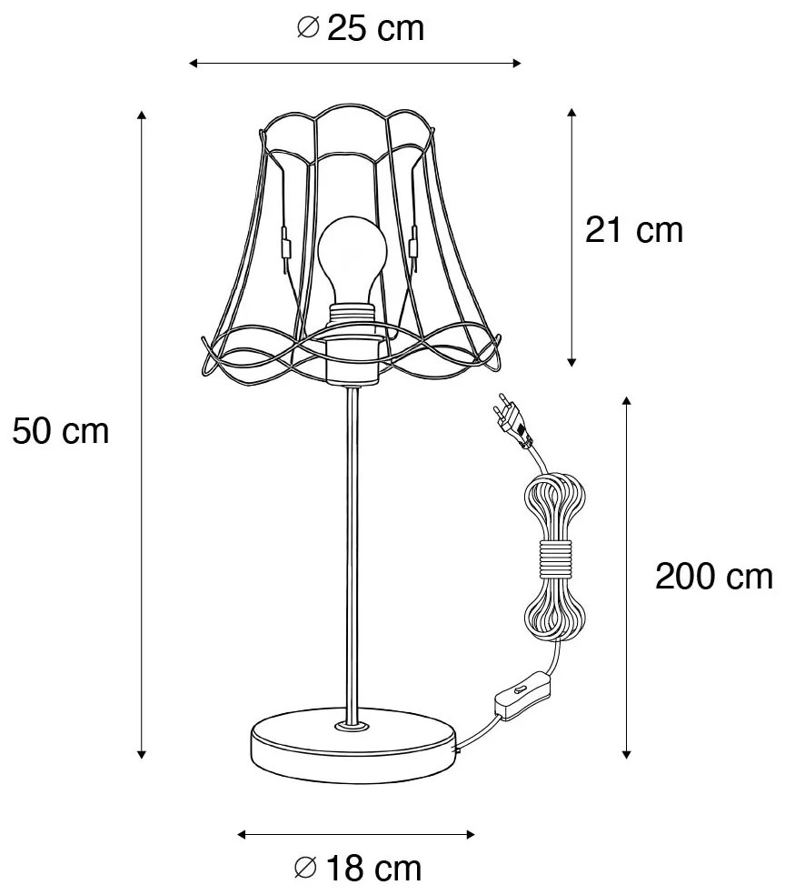 Retro stolní lampa mosazná srámem Granny černý 25 cm - Kaso