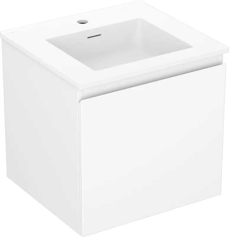 Mexen Orio, koupelnová skříňka 50 cm s umyvadlem Otis, 1 zásuvka, bílá matná, 91A10-05047-1-BF01-W18M01