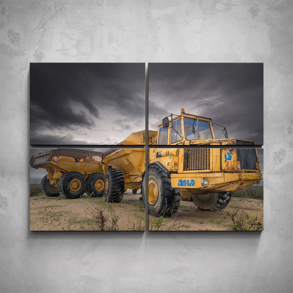 4-dílný obraz - Starý žlutý traktor - PopyDesign
