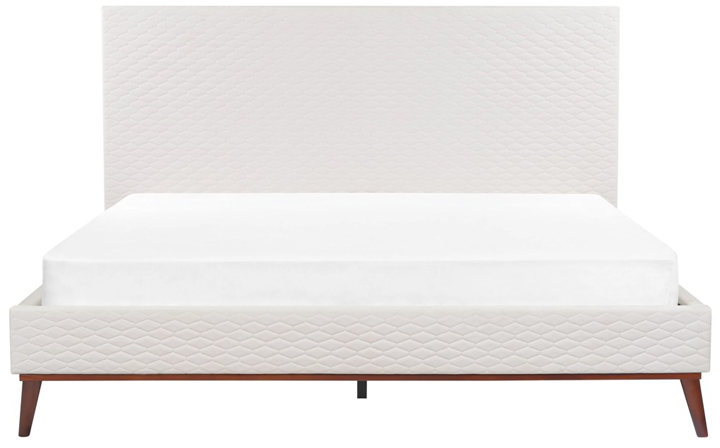 Sametová postel 180 x 200 cm bílá BAYONNE Beliani