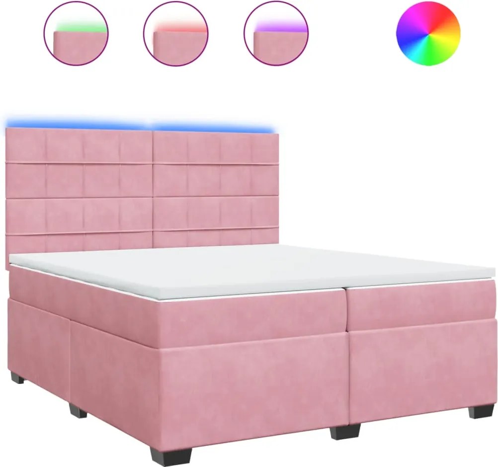 Box spring postel s matrací růžová 200x200 cm samet 3293307