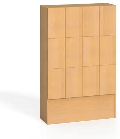 Dřevěná odkládací skříňka s úložnými boxy, 12 boxů, bříza