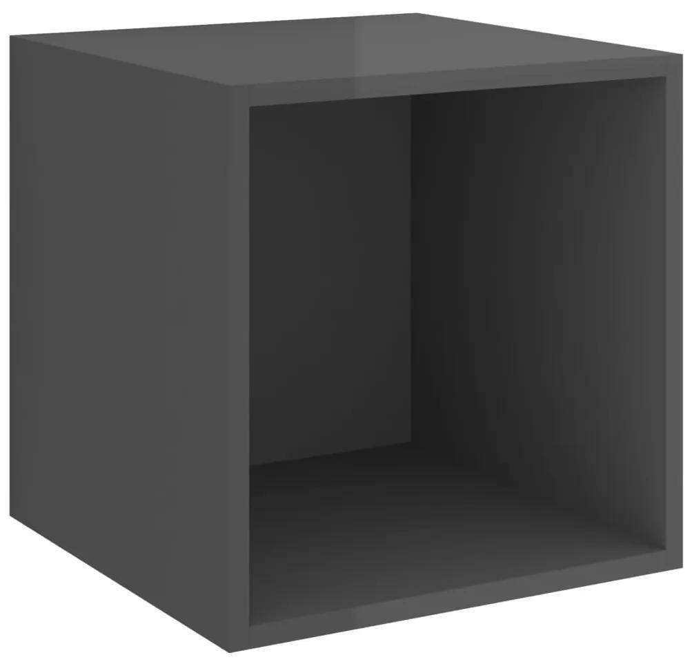 vidaXL Nástěnné skříňky 4 ks šedé vysoký lesk 37x37x37 cm dřevotříska