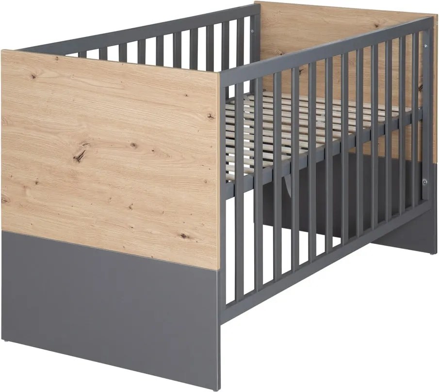 Postýlka v šedé a přírodní barvě 60x120 cm Anna – Roba