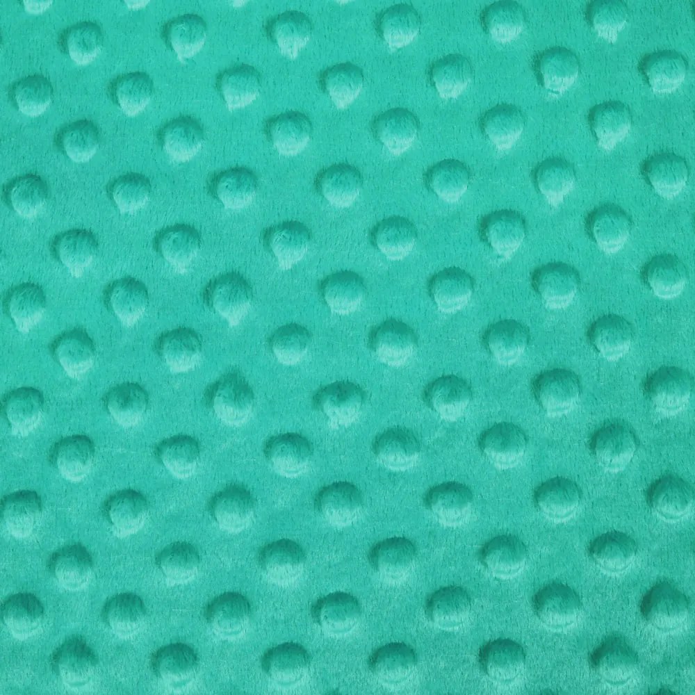 Dětská látka Minky 3D puntíky MKP-047 Tyrkysově zelená - šířka 150 cm