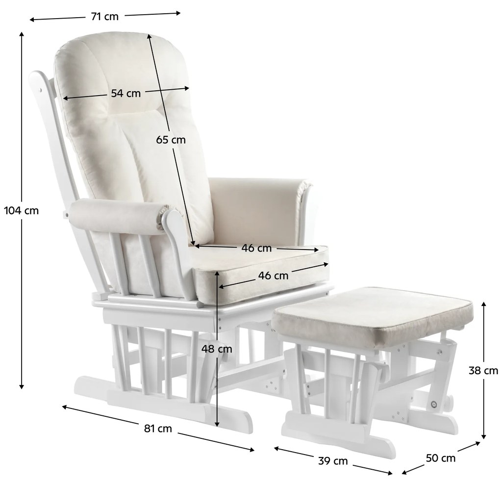 Kondela Houpací křeslo s podnožkou, bílá/krémová, SAFORD