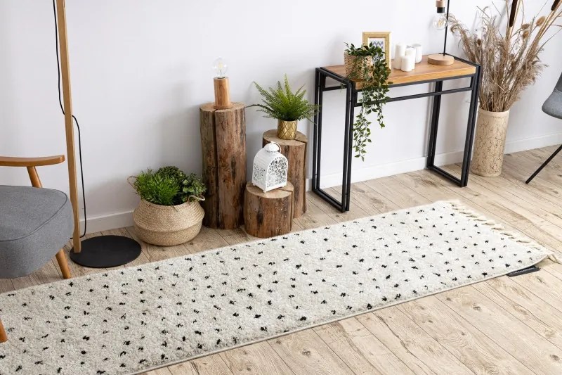 Dywany Łuszczów, Běhoun Berber Syla B752 dots cream, 80x250, bílá, kuchyně