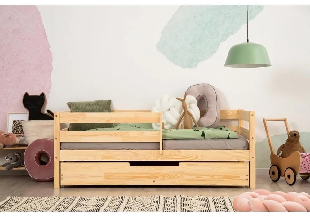 Dětská postel z borovicového dřeva s úložným prostorem v přírodní barvě 70x160 cm Mila CPD – Adeko