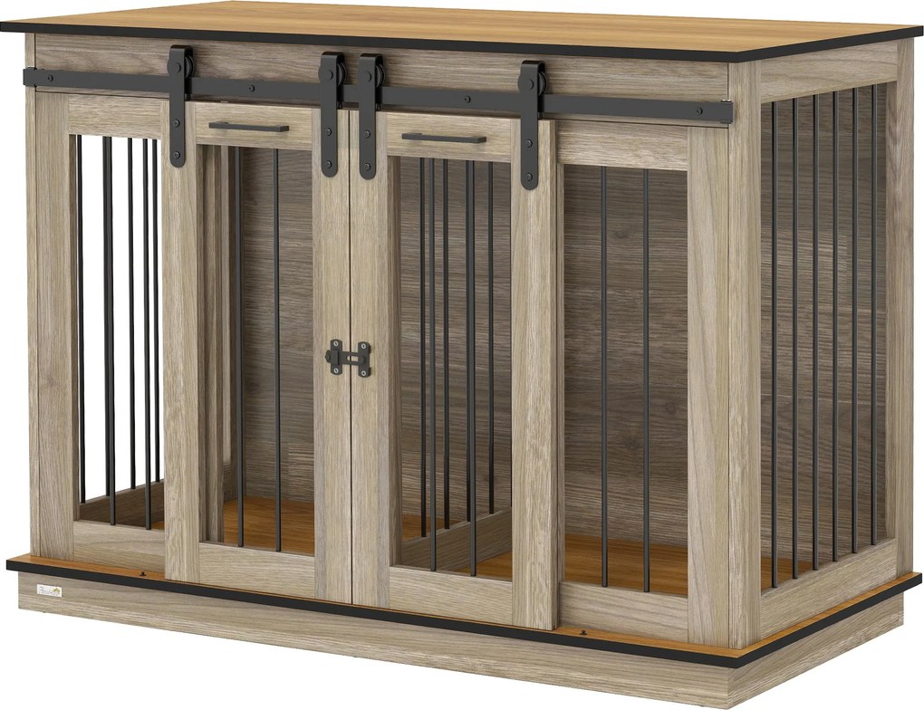 PawHut Nástavba pro psy s dvoukomorovou variantou, Moderní kovová klec pro psy do interiéru, Domácí psí bouda pro velké psy do 30 kg, 120 x 60 x 88,5
