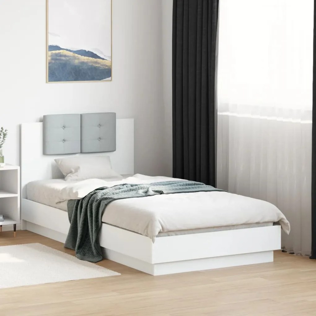 Rám postele s čelem bílý 75 x 190 cm kompozitní dřevo 3209975