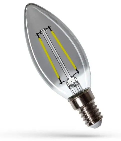Retro LED žárovka svíčka E14 2,5W 150lm denní, filament, ekvivalent 16W