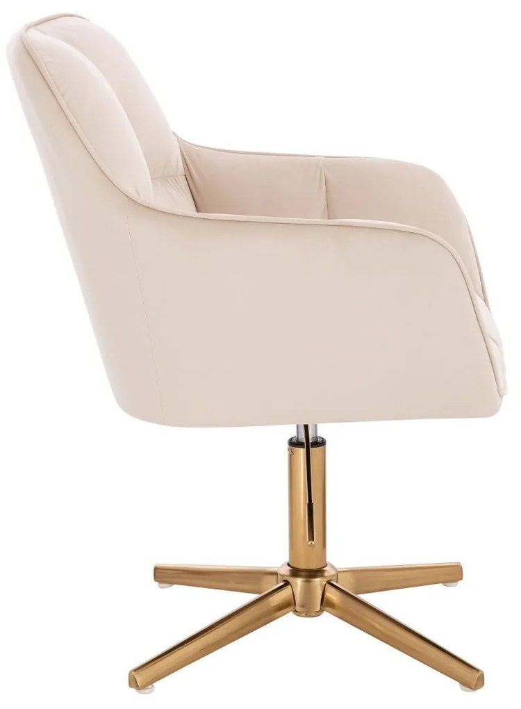 LuxuryForm DESIGN Otočné křeslo AMALFI VELUR na zlatém kříži - krémové