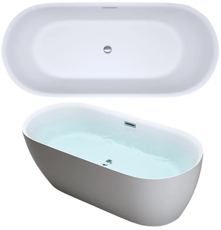 BPS-koupelny Volně stojící akrylátová vana HYD-CES518B 160x75 bílá, odtokový komplet chrom