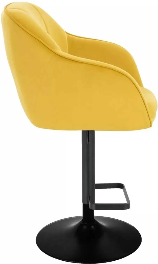LuxuryForm DESIGN Barová židle AVOLA VELUR na černé kulaté podstavě - žlutá