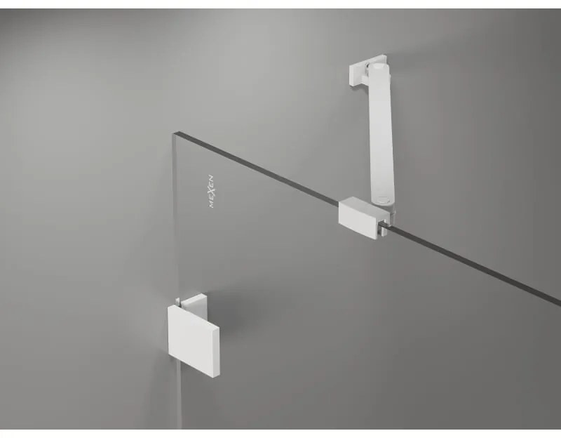 Mexen Lunar-B, výklopný sprchový kout levý 70 x 70 cm, 8mm čiré sklo, bílý profil, 832-070-070-20-00-L
