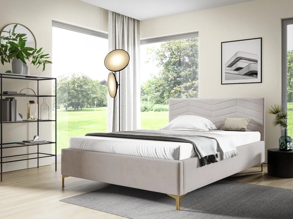 Eka Čalouněná postel ANNA+ 90x200 cm Barva látky Trinity: Růžová (Trinity 2310), Úložný prostor: S kovovým rámem úložného prostoru