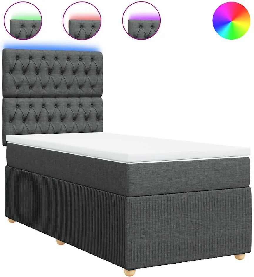 Box spring postel s matrací tmavě šedá 80 x 200 cm textil 3294191