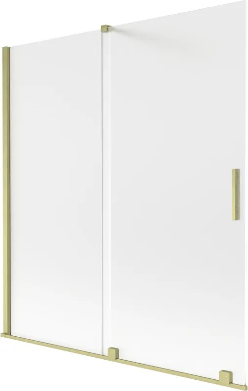 Mexen Velar, 2-křídlová posuvná vanová zástěna 150 x 150 cm, 8mm sklo námraza, zlatá matná, 896-150-000-31-55