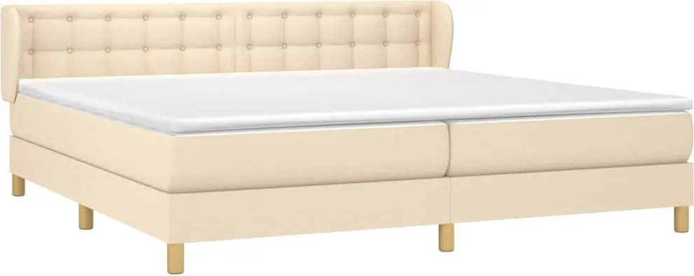 Box spring postel s matrací krémová 200x200 cm textil 3127154