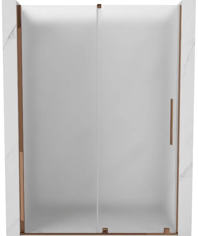 Mexen Velar, posuvné sprchové dveře do otvoru 140 cm, 8mm sklo námraza, růžové zlato, 871-140-000-31-60