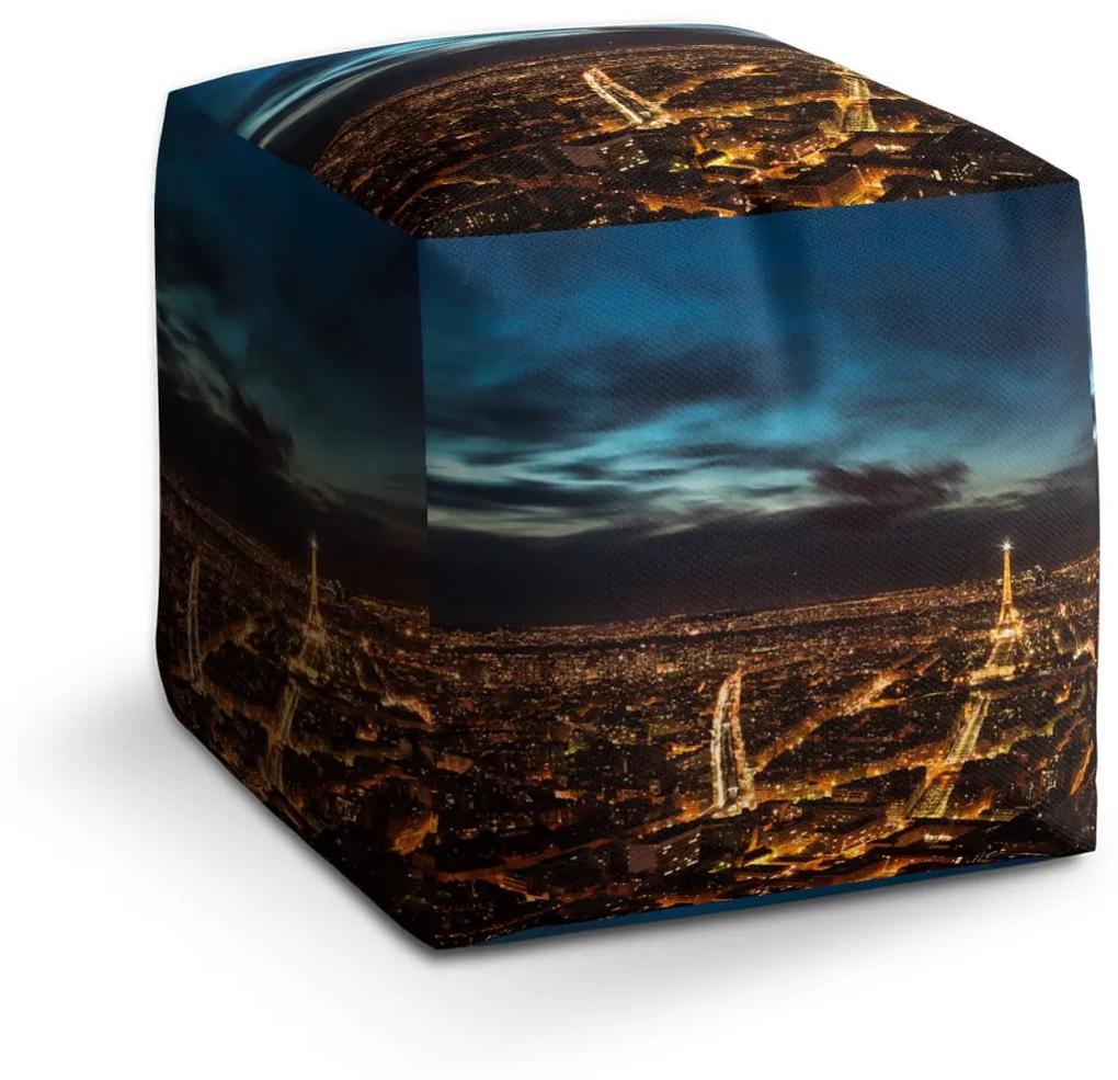 Sablio Taburet Cube Noční Paříž: 40x40x40 cm