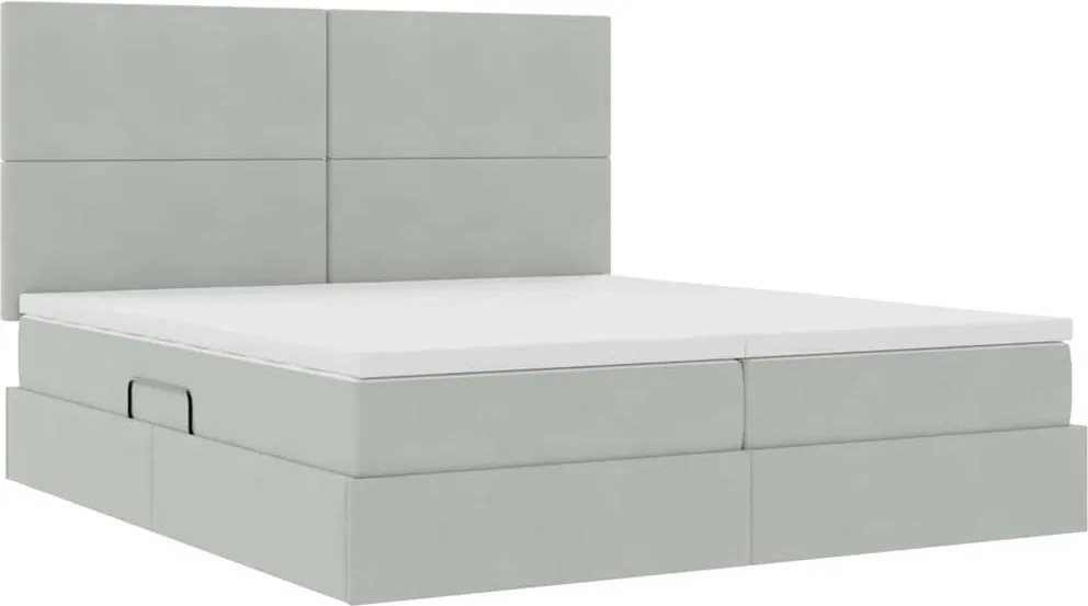 Postel s úložným prostorem Světle šedá 200 x 200 cm samet 3372239