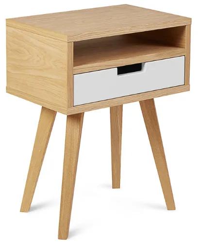 Benlemi Dřevěný noční stolek ve scandi stylu HYLLE bílý Zvolte kvalitu dřeva: 1. Dubový masiv třídy A