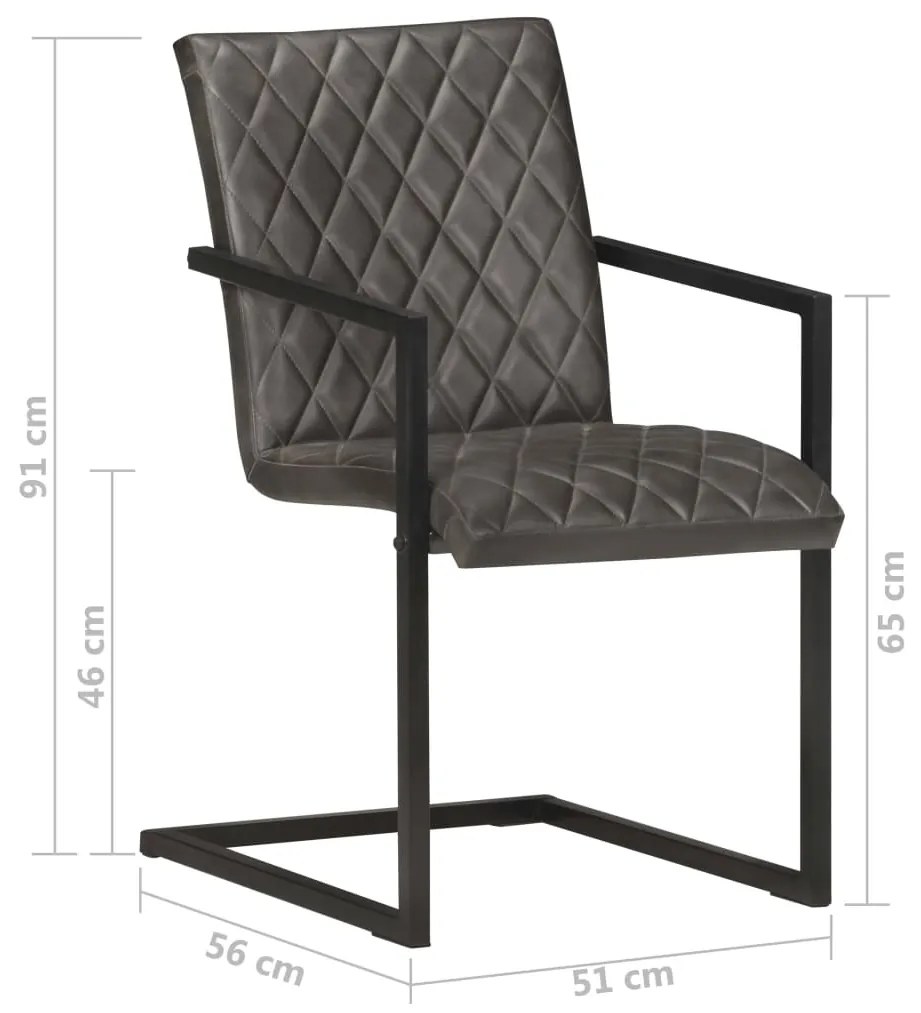 Konzolové jídelní židle 4 ks šedé pravá kůže - Default Title