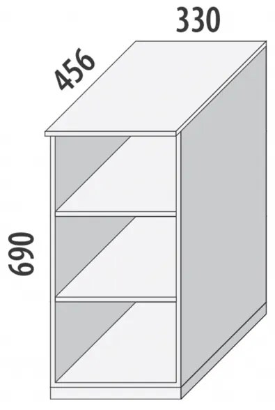 Domestav - DOMINO Skříň 2 policová hloubka 456 buk cink, olejovaný