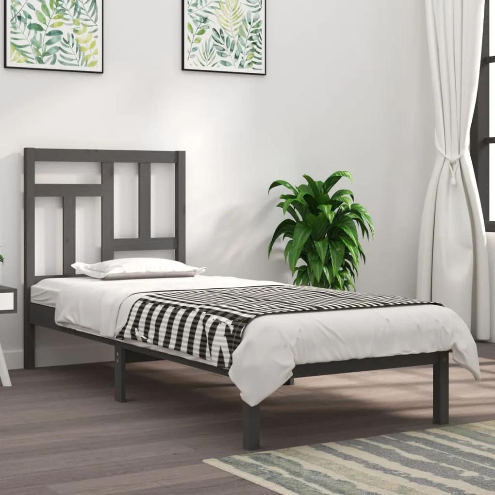 Rám postele šedý masivní borovice 100 x 200 cm,  3104535