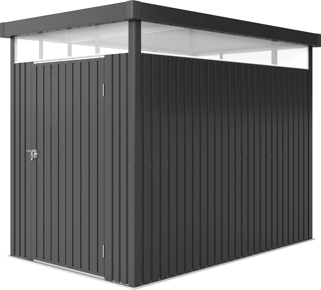 Zahradní kůlna Outsunny 4m² z pozinkované oceli s odvodňovacími otvory a čistými akrylovými okny, úložiště nářadí s plisovanou střechou, zamykací dveř