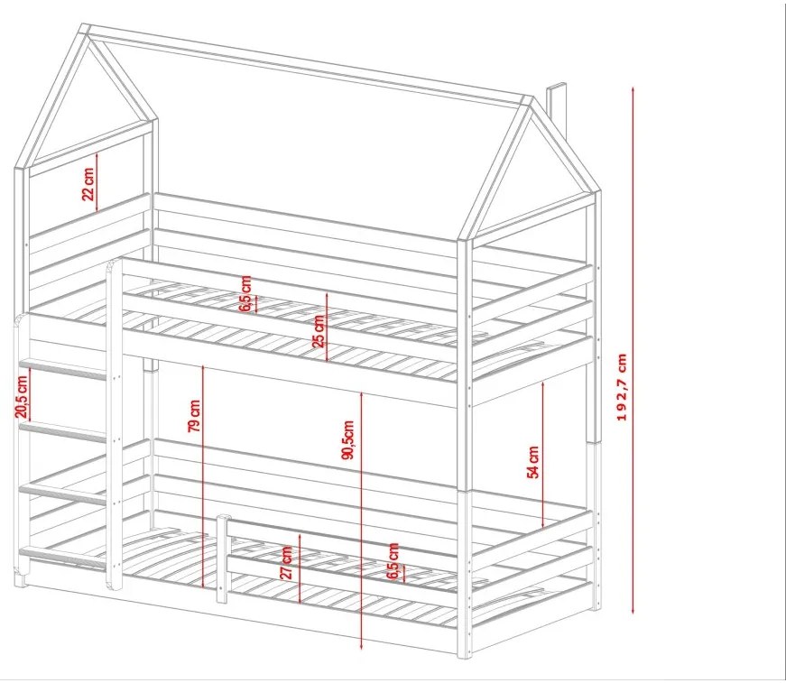 Legno Dětská patrová postel Adel šedá Rozměr (cm): 80x180