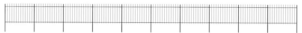 Zahradní plot s kopím nahoře ocelový 1673 x 120 cm černý 277629