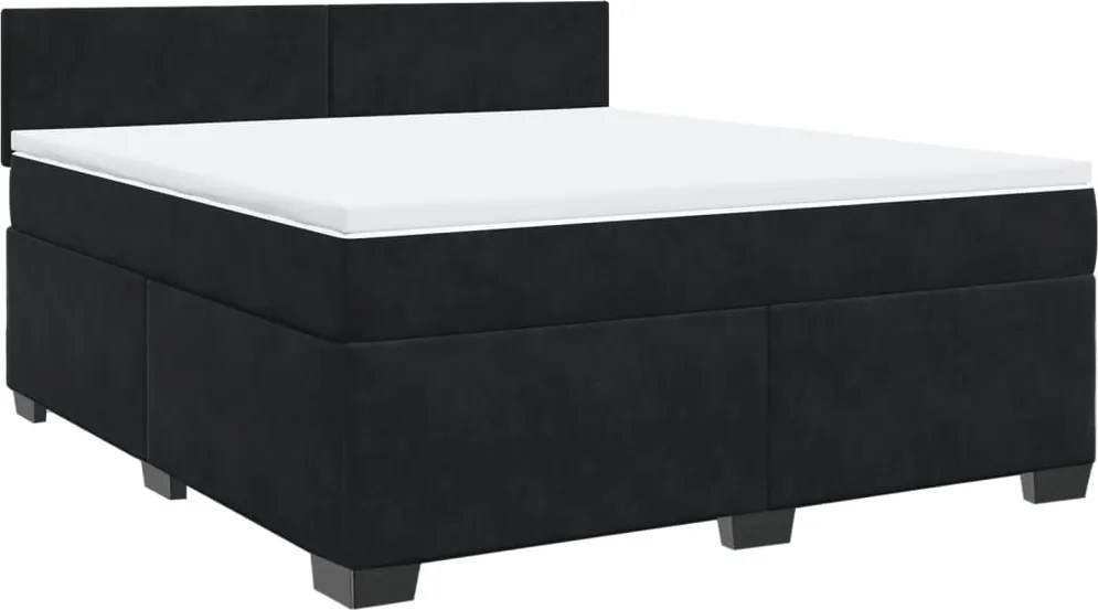 Box spring postel s matrací černá 180x200 cm samet 3288674