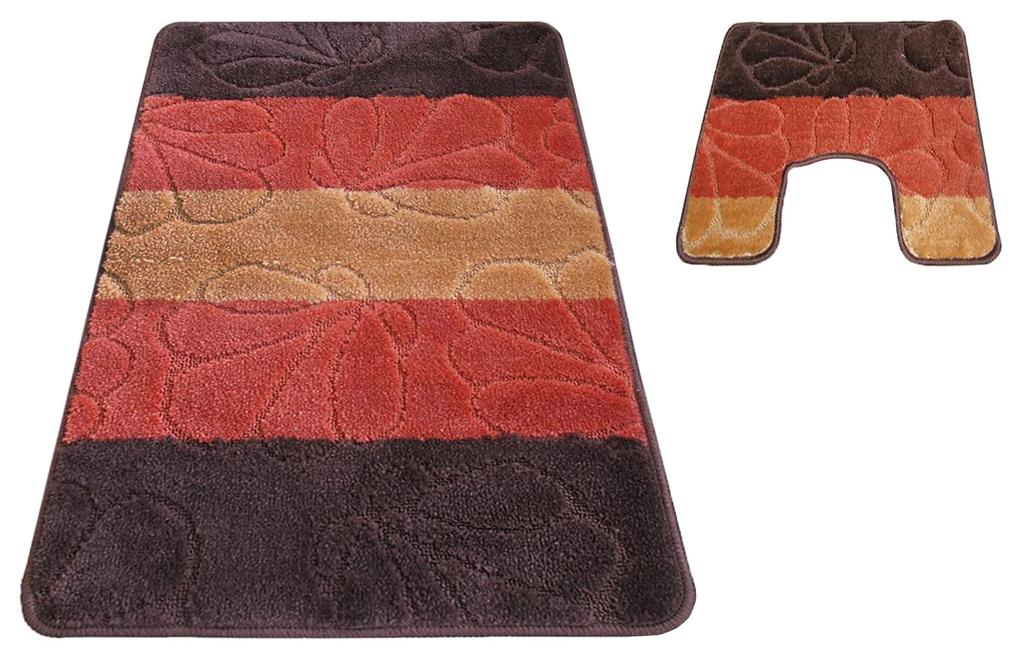 Sada koupelnových koberečků Montana 01 s výřezem - hnědá