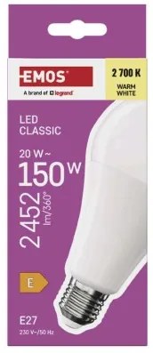 Emos lighting LED žárovka Classic A80 / E27 / 20 W (150 W) / 2452 lm / teplá bílá 1525733287