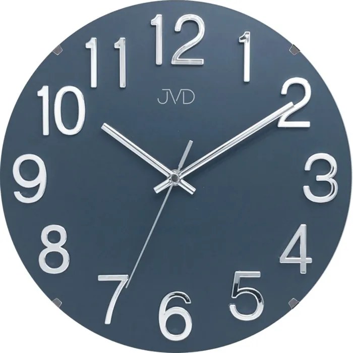 Skleněné kulaté čitelné nástěnné hodiny JVD HT98.1