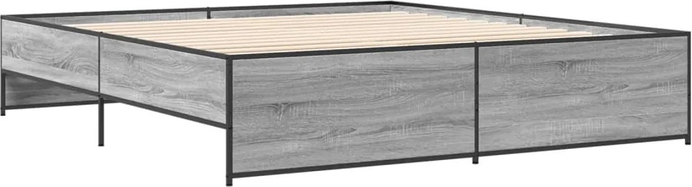 Rám postele šedý sonoma 200 x 200 cm kompozitní dřevo a kov 3279870