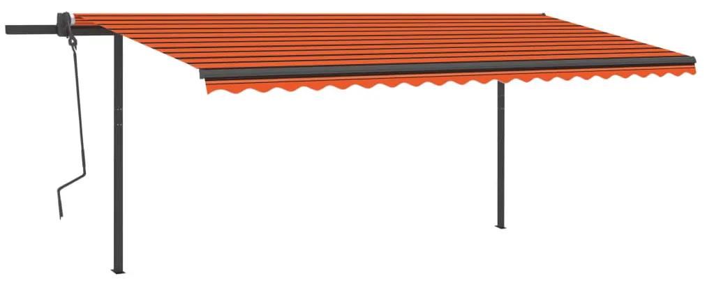 vidaXL Automatická zatahovací markýza se sloupky 5x3,5 m oranžovohnědá